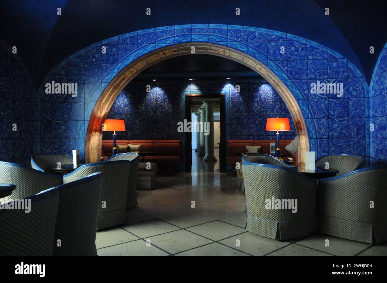 Bar des Luxushotel Castello del Sole in Ascona. The bar of the luxury ...