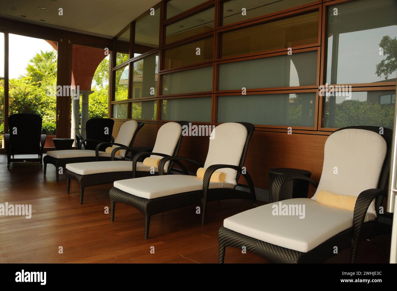 Ruheraum des Luxushotel Castello del Sole in Ascona. Relax room of the ...