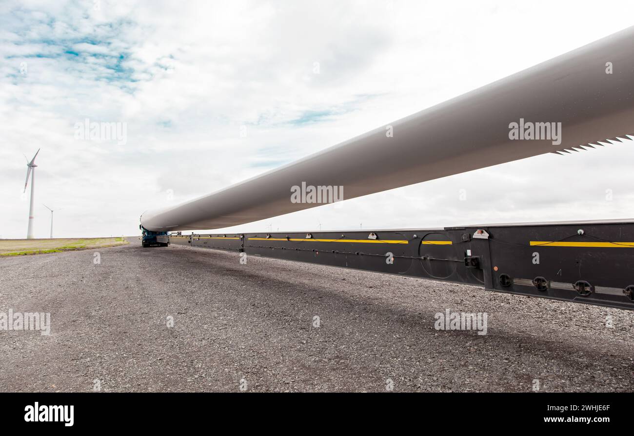 Wind turbines under construction. Transport of a Blade for wind ...