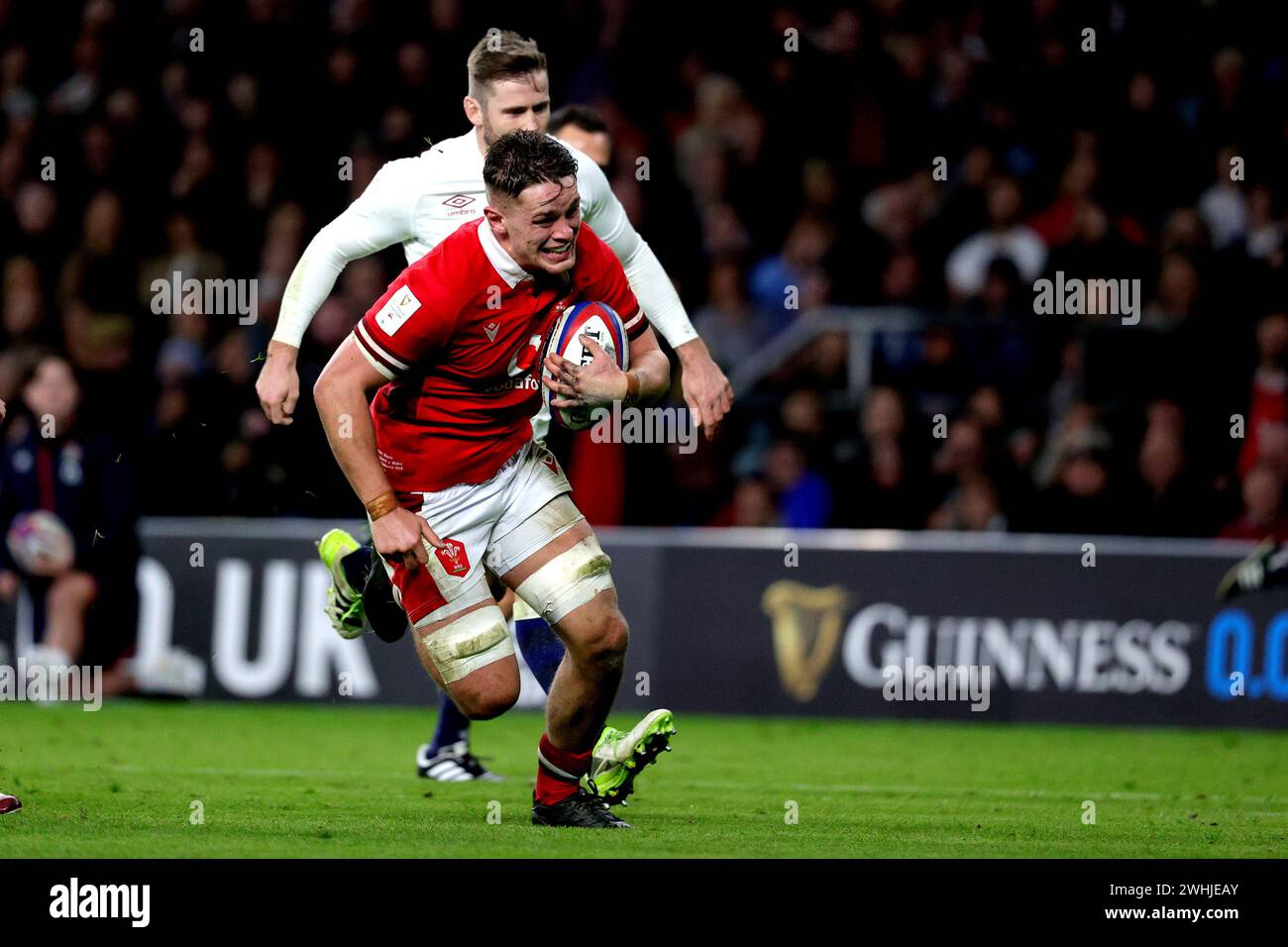 London, England. 10th February, 2024. Wales' Alex Mann on his way to ...