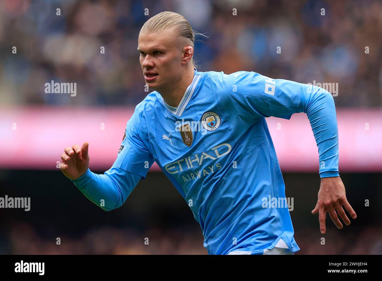 Erling Haaland of Manchester City in action during the Premier League ...