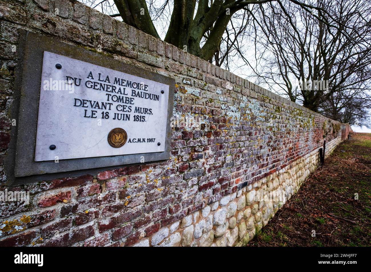 French memorial plaque dedicated to General Pierre François Bauduin who ...
