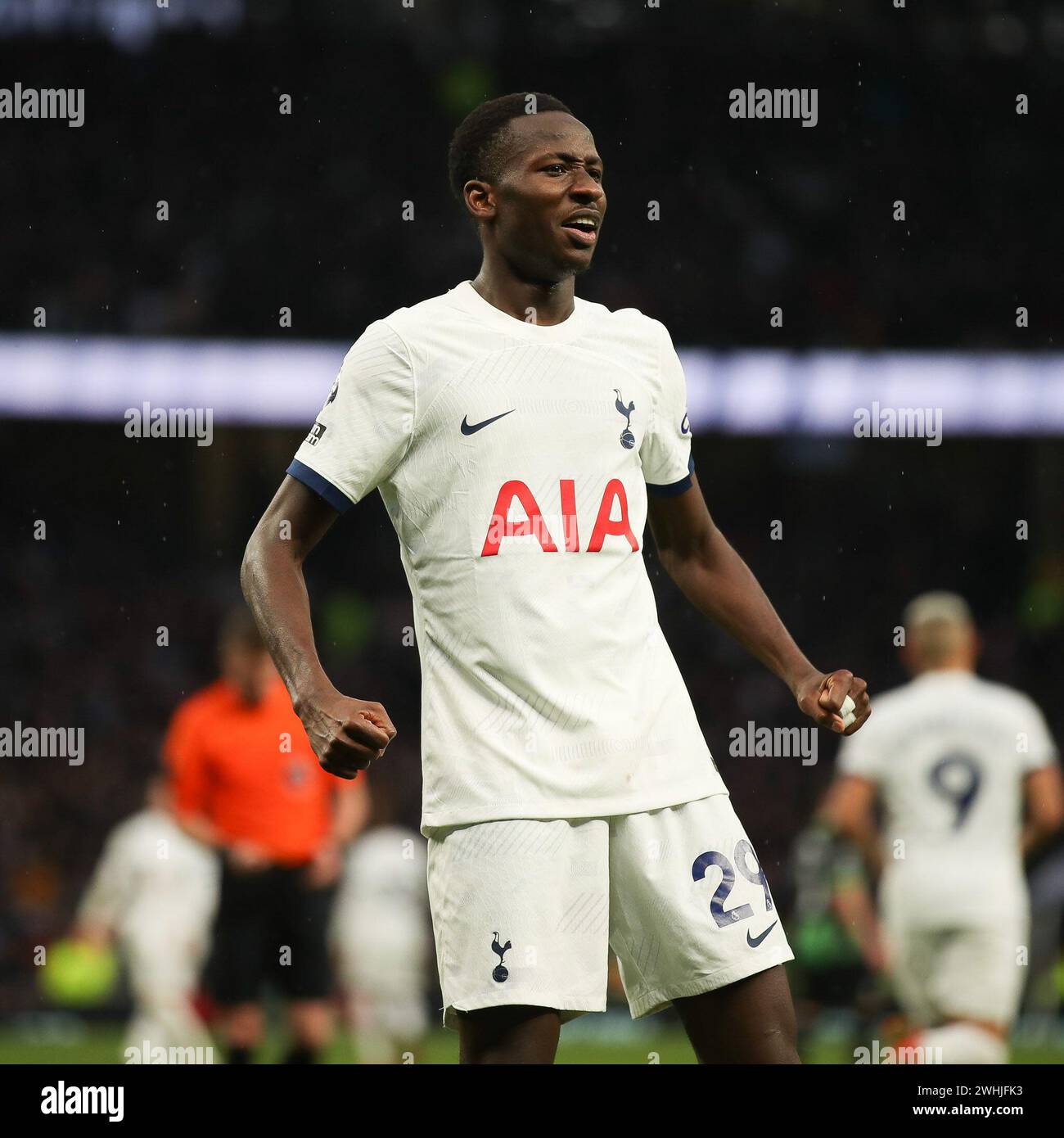 London, UK. 10th Feb, 2024. Pape Matar Sarr of Tottenham Hotspur scores ...