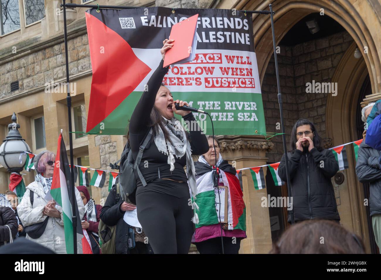 London, UK. 10 Feb 2024. A rally outside Ealing Town hall was one of ...