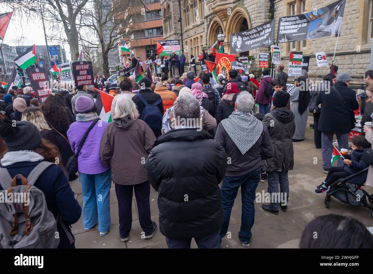 London, UK. 10 Feb 2024. A rally outside Ealing Town hall was one of ...