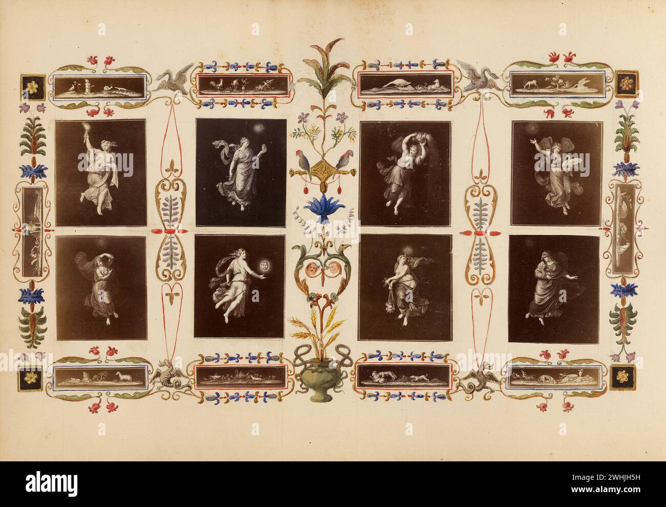 Photocollage of image of victorian angels set in watercolour border of ...
