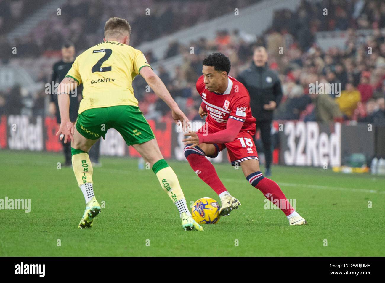 Middlesbrough's Samuel Silvera takes on Bristol City's Ross McCrorie ...