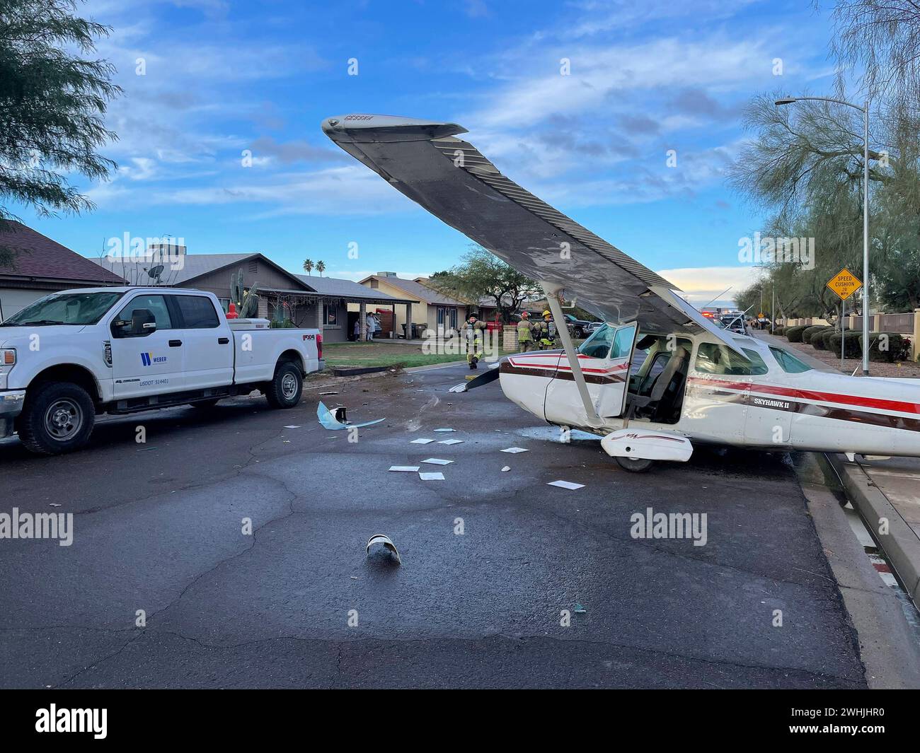 This photo provided by Goodyear Police Department shows a plane after ...