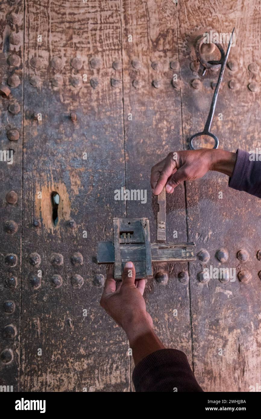 Decorated door and key for traditional wooden bolt hi-res stock ...