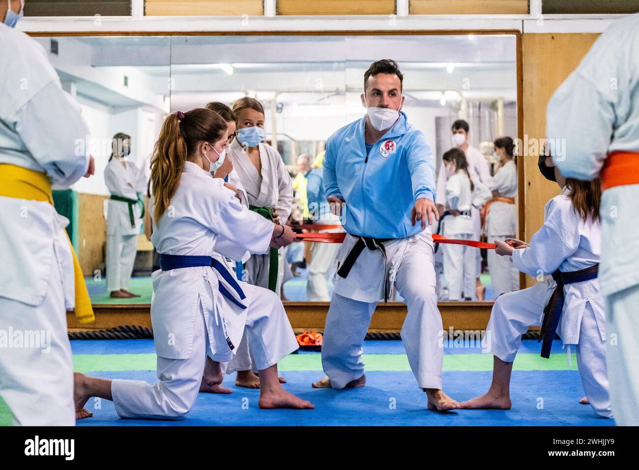 Young people practicing traditional karate Stock Photo - Alamy