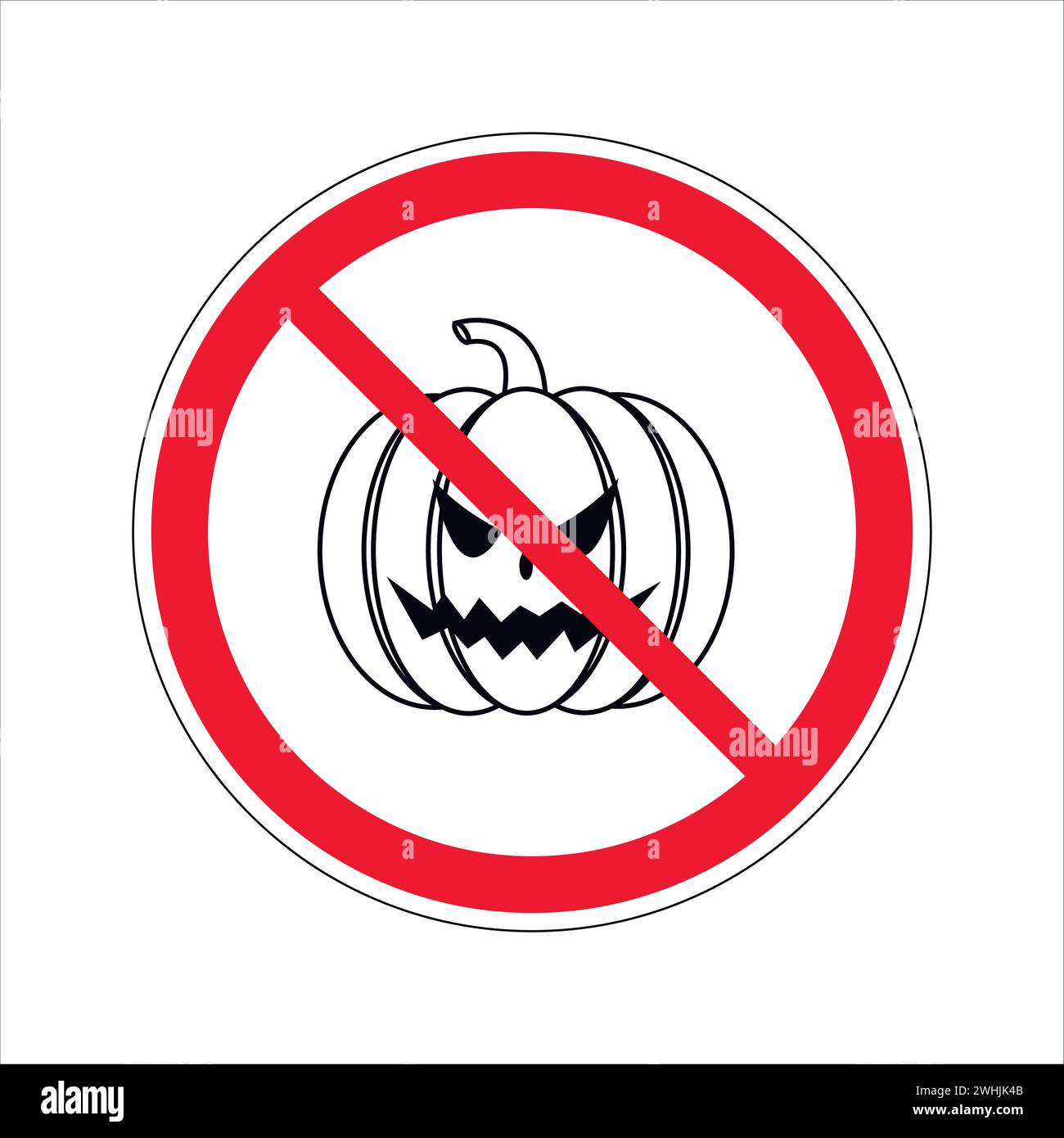 Sign prohibiting celebrating Halloween. Stop. Halloween elements Stock ...