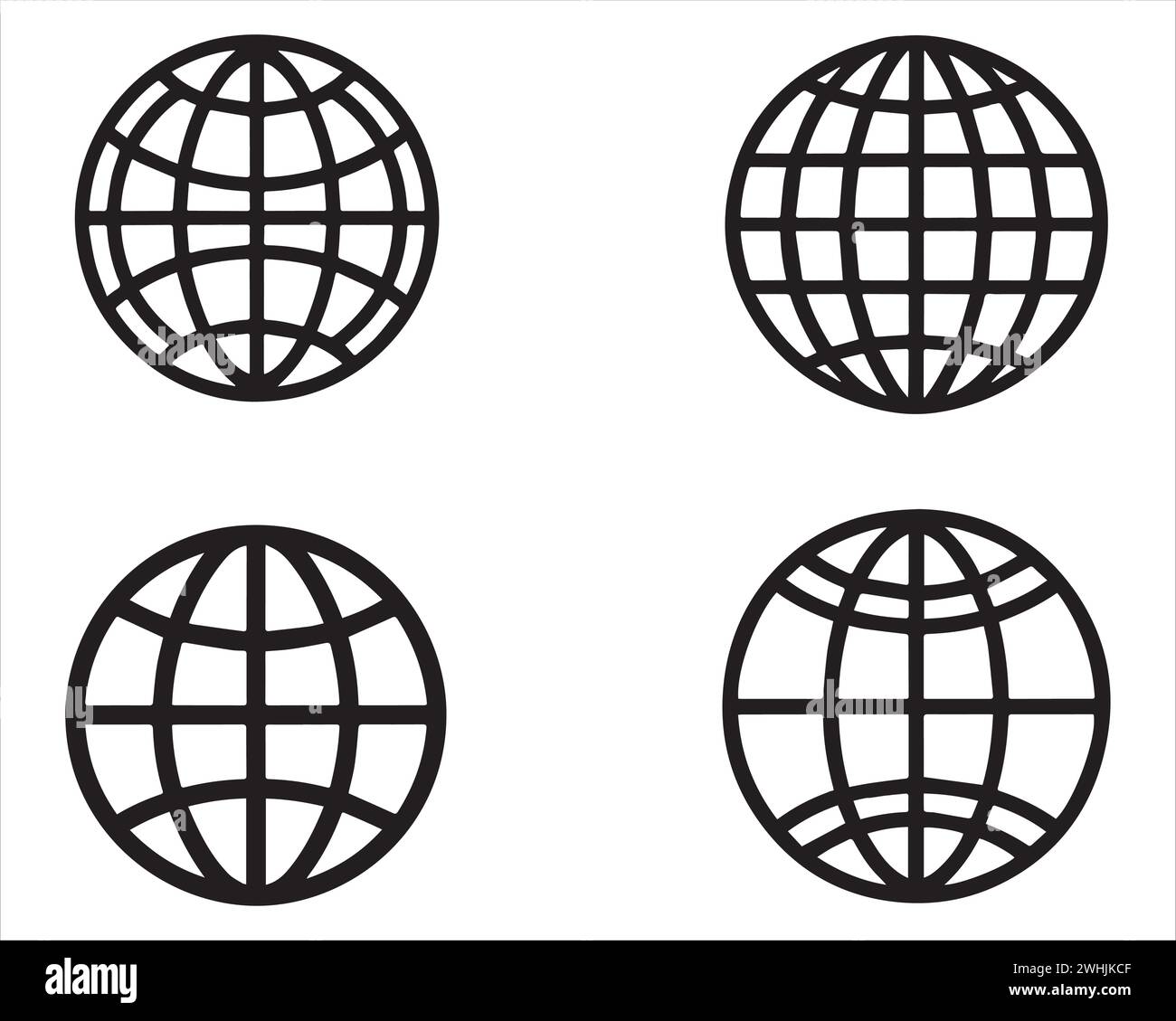 Globe Icon Internet Web Sign Symbol Set on white Background Vector ...