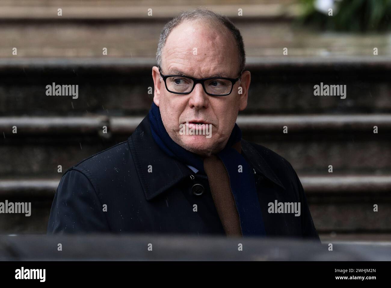 Turin, Italy. 10 February 2024. Prince Albert II of Monaco arrives at ...