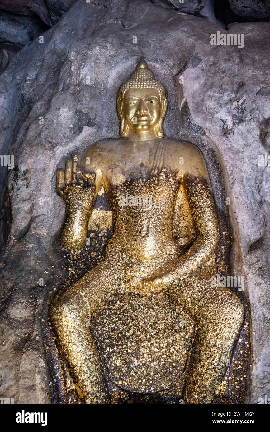 The Phra Phuttha Chai Buddha sculpture at the Tham Ruesi Khao Ngu cave ...