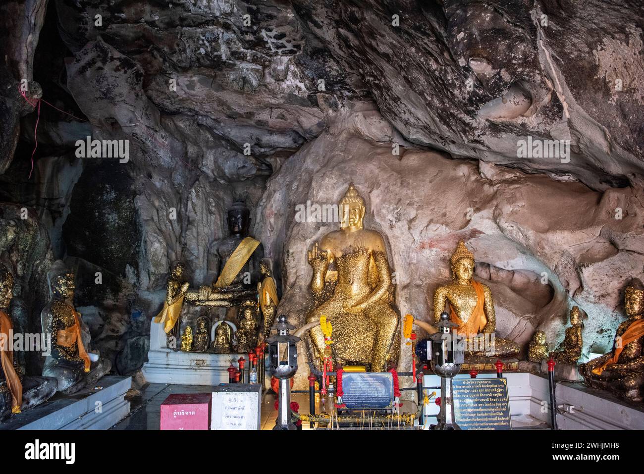 The Phra Phuttha Chai Buddha sculpture at the Tham Ruesi Khao Ngu cave ...
