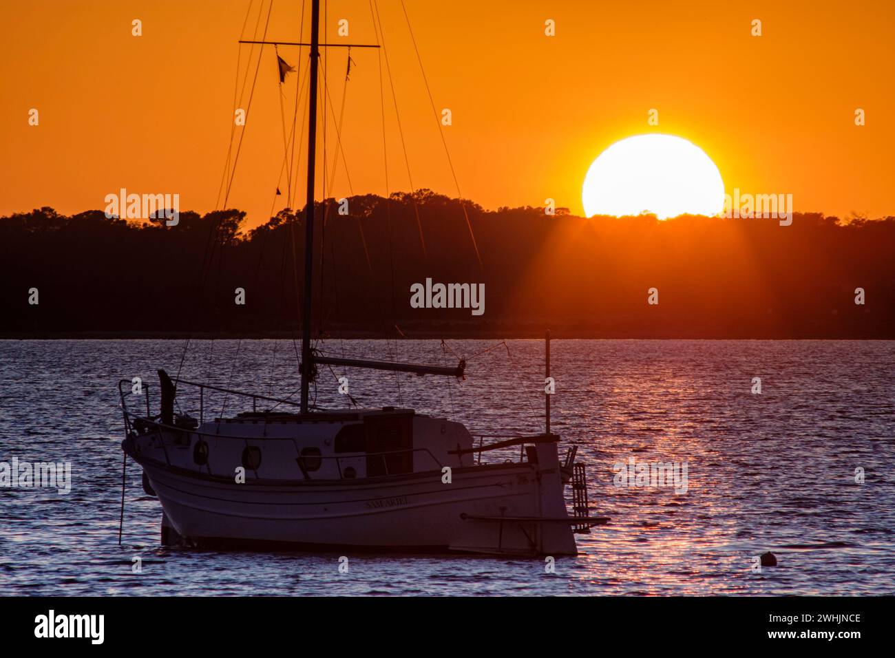Last sun over the Estany des Peix Stock Photo - Alamy