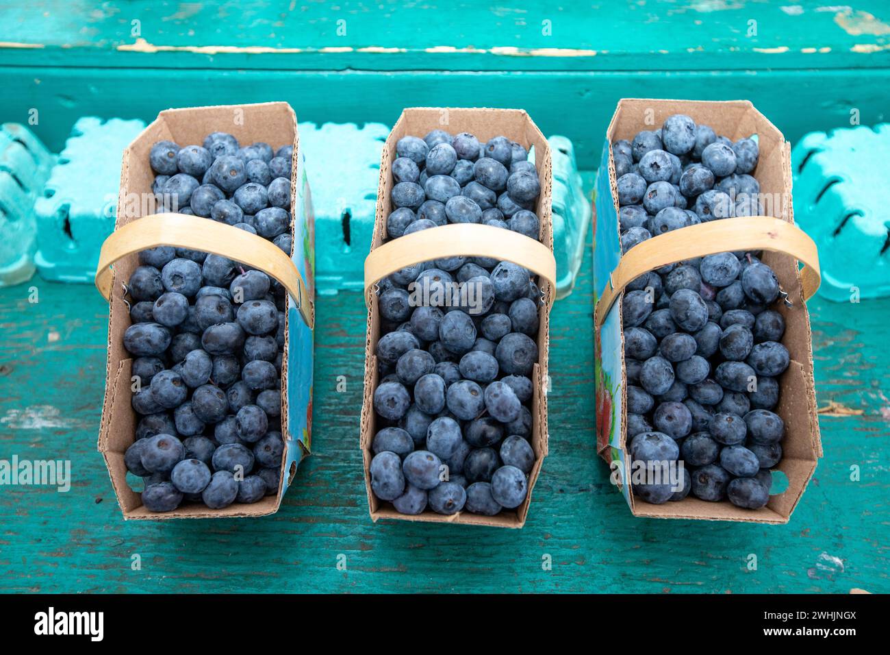 Fresh blueberries in basket at the market Stock Photo - Alamy
