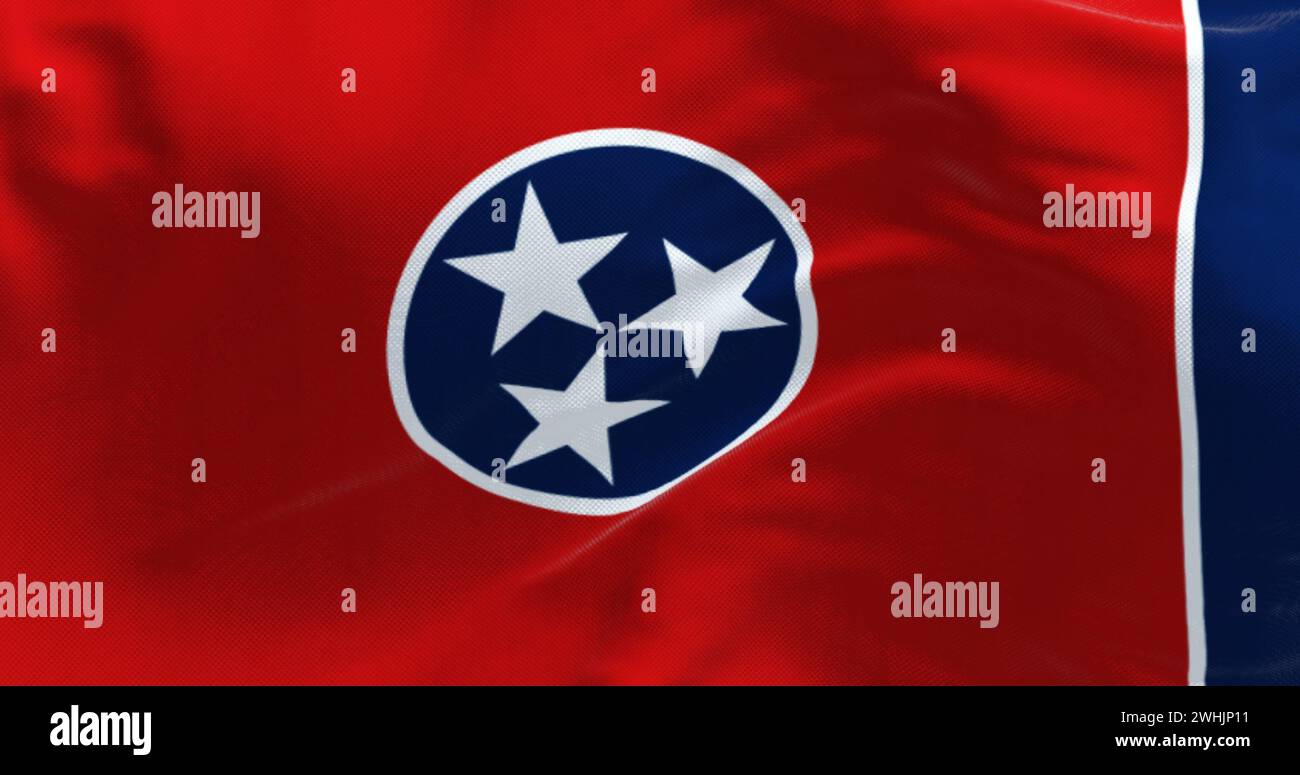 Close-up of the Tennessee state flag waving Stock Photo - Alamy