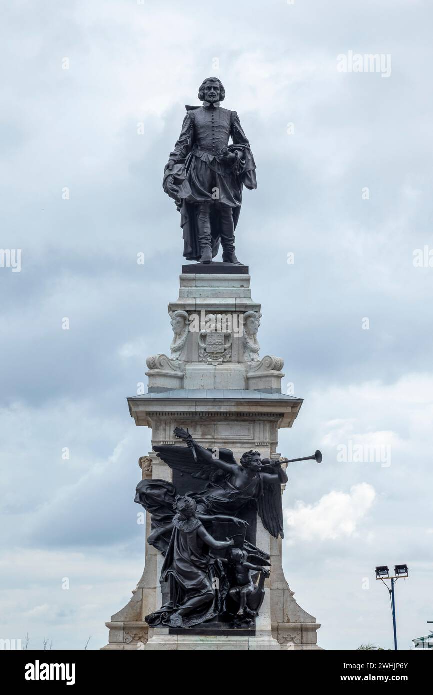 Details of Samuel de Champlain statue as "The Father of New France" was ...