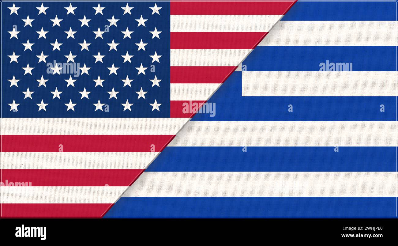 Flags of USA and Germany. American and German national flags on fabric ...