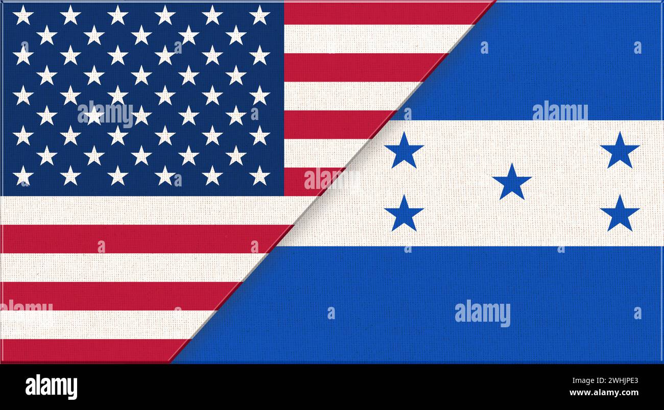 Flags of USA and Honduras. American and Honduras diplomatic relations ...