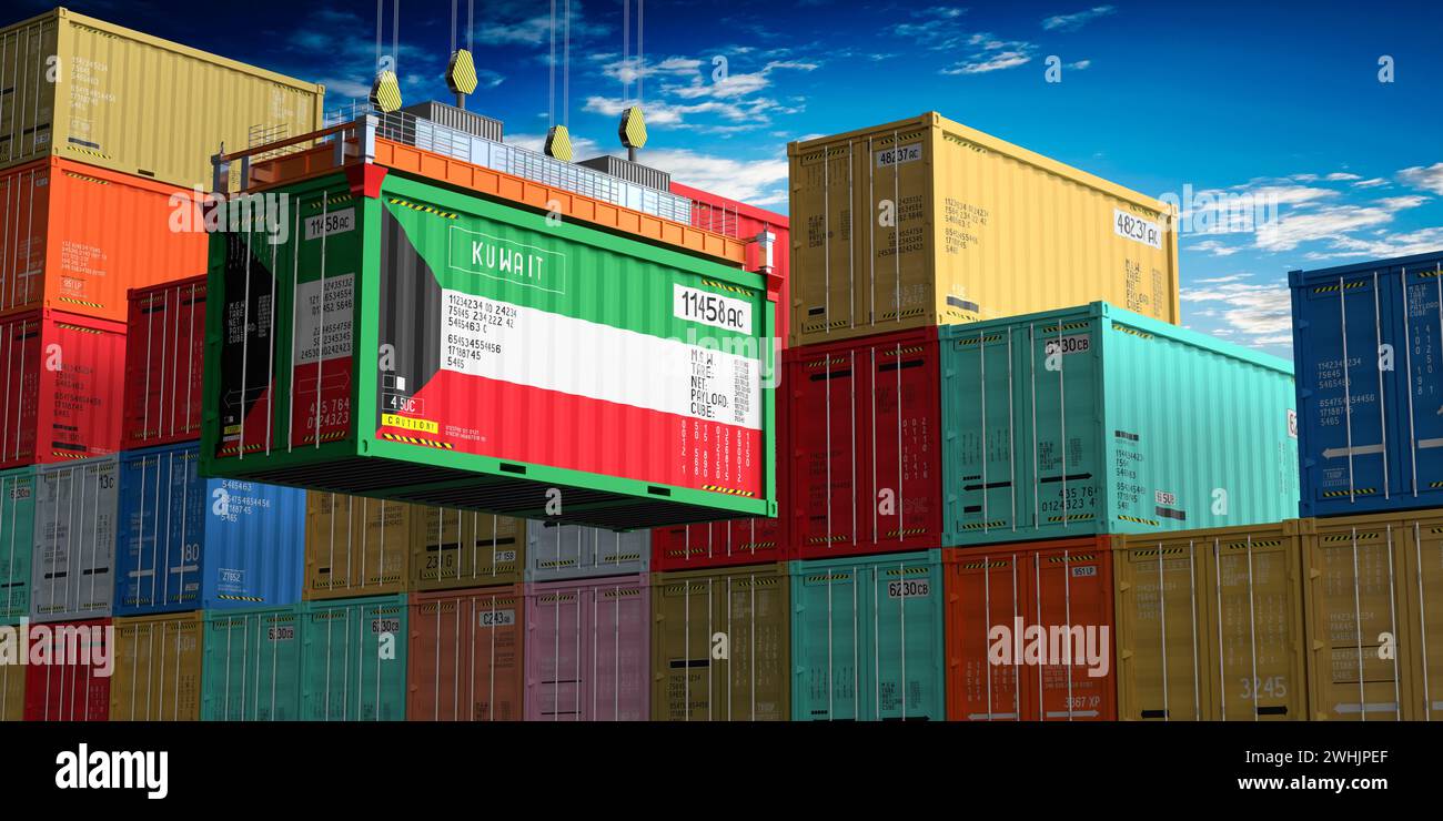 Cargo container kuwait flag hi-res stock photography and images - Alamy