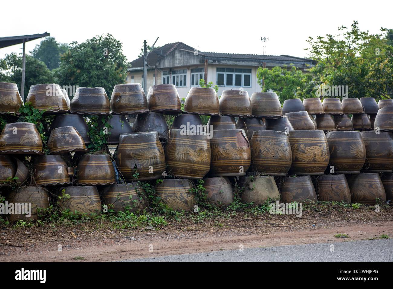 Pots at a old Pottery Factory in the city and Province of Ratchaburi in ...