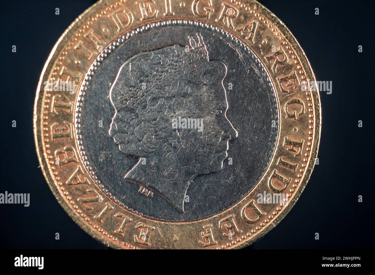 Brighton, February 10th 2024: A two pound coin Stock Photo - Alamy