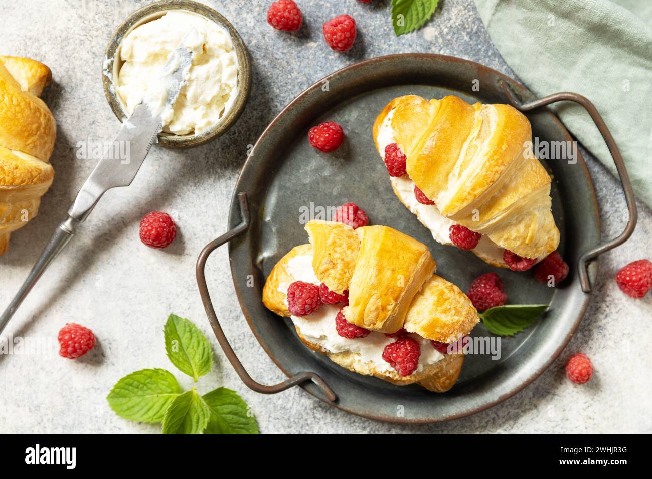 Healthy food dessert concept, french pastry. Tasty freshly baked ...