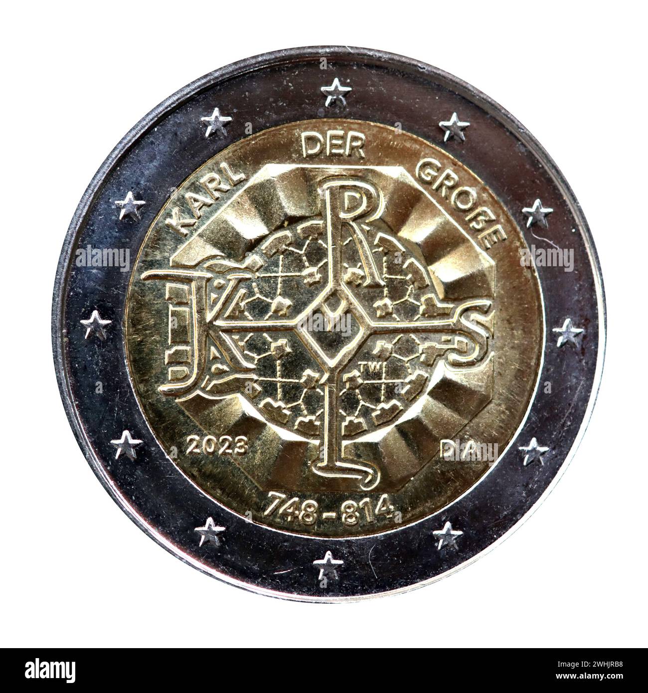 2-euro commemorative coin 1275th birthday of Charlemagne Stock Photo ...