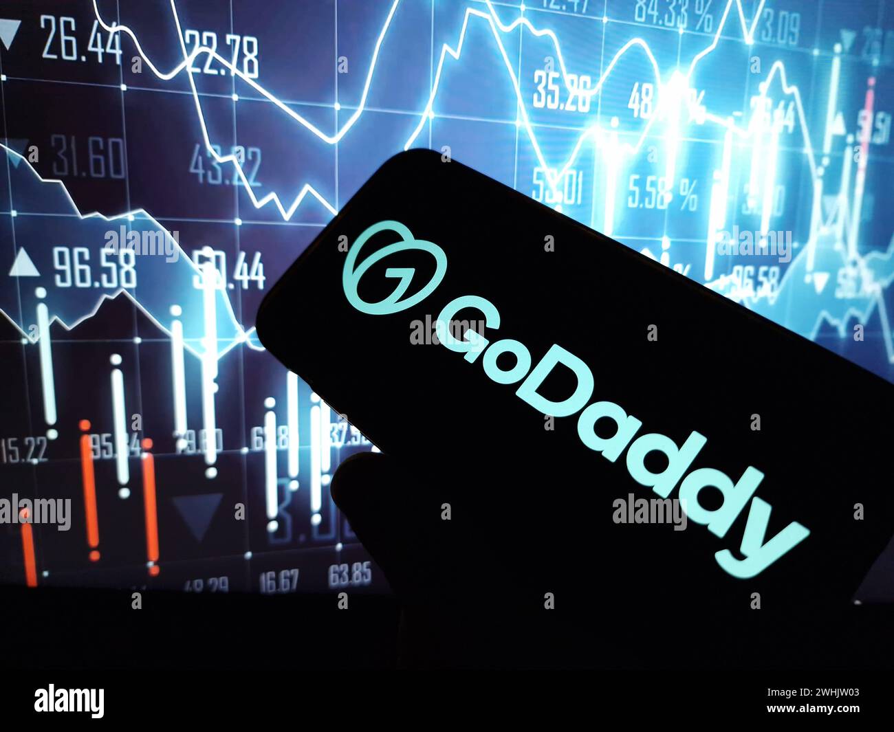 Konskie, Poland - February 09, 2024: GoDaddy Inc company logo displayed ...