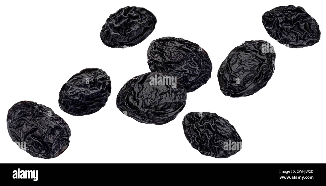Dried plums, prunes isolated on white background Stock Photo - Alamy