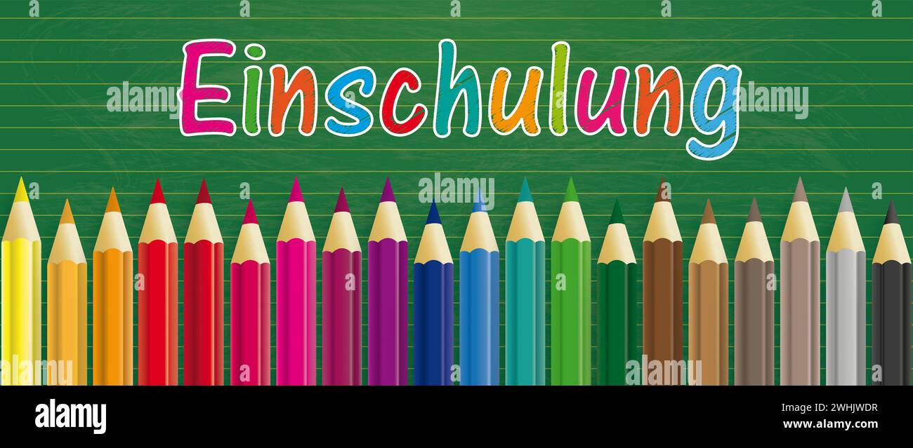 German text Einschulung, translate Enrollment. Eps 10 vector file Stock ...