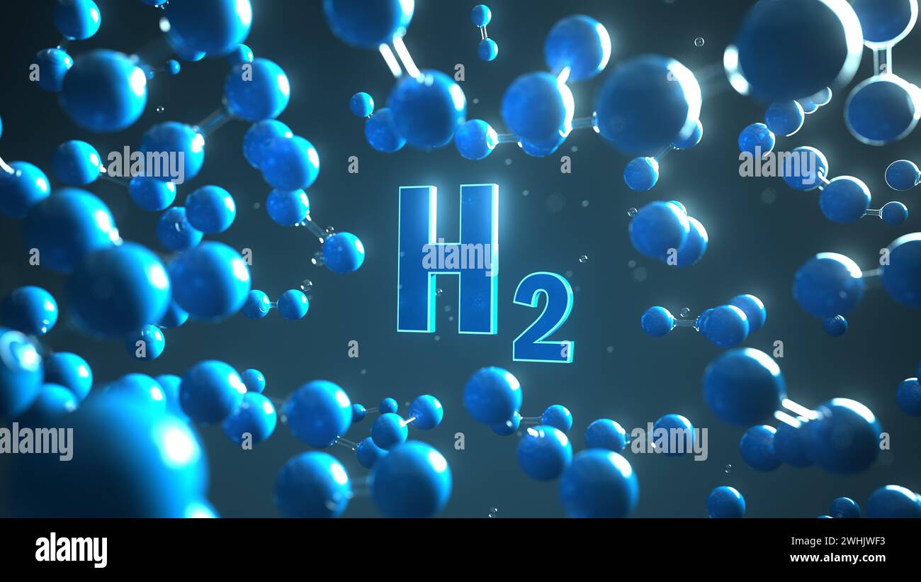 H2 molecules in the dark. 3d illustration Stock Photo - Alamy
