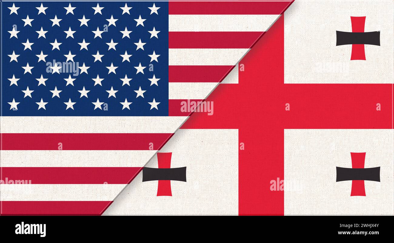 Flags of USA and Georgia. American and Georgian national flags on ...