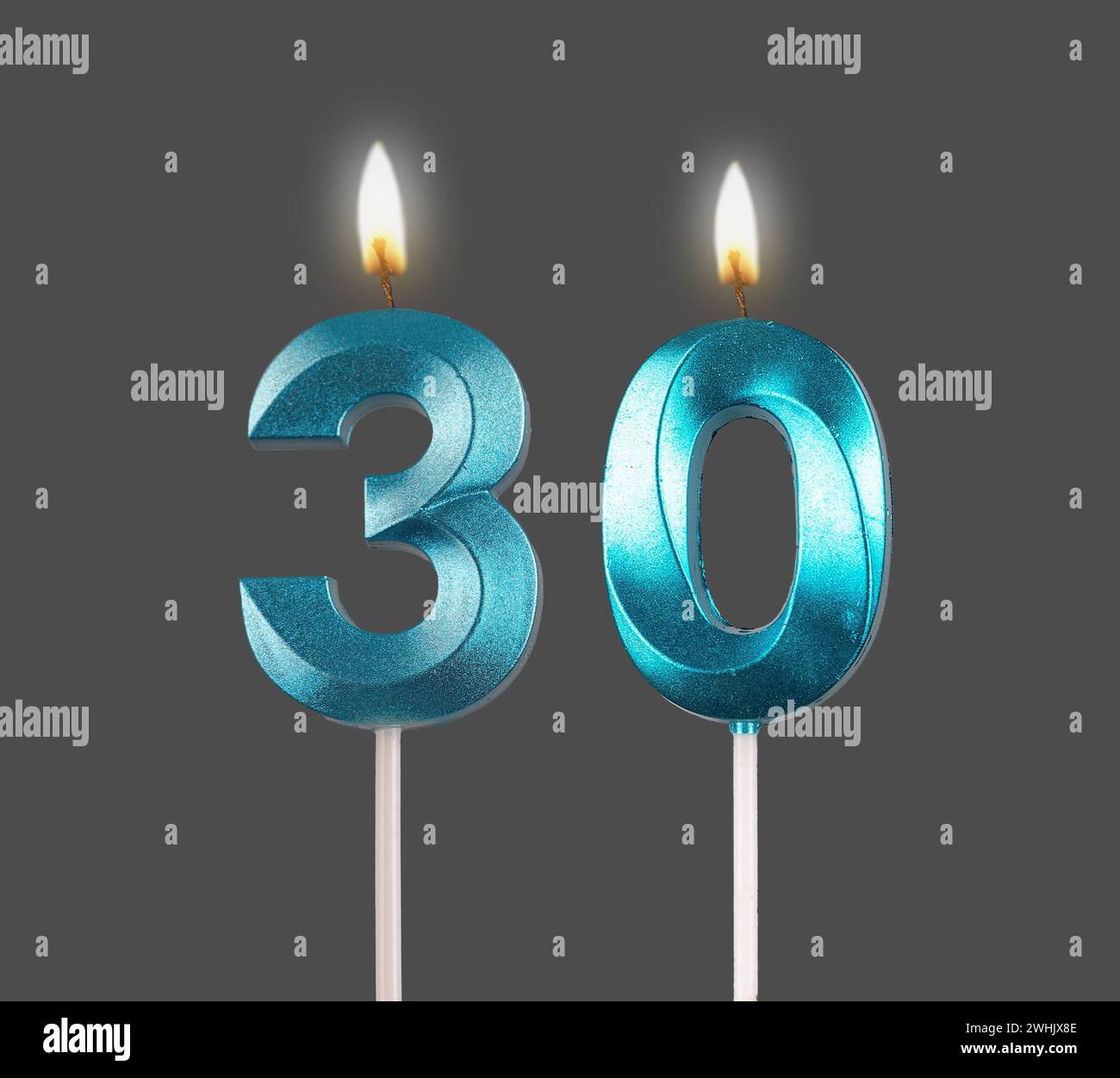 30, number candle, candlelight, fire for birthday, isolated Stock Photo ...
