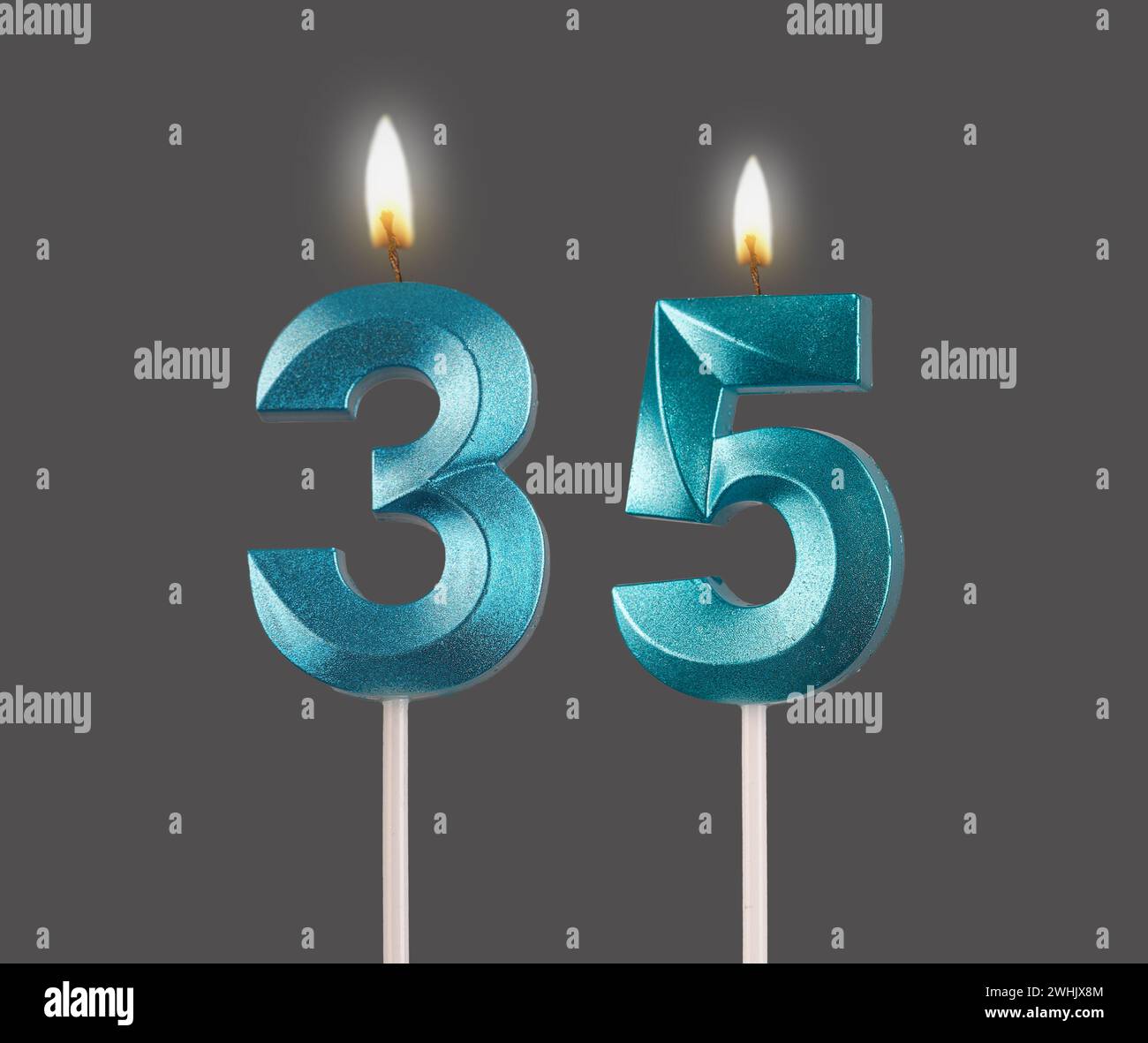35, number candle, candlelight, fire for birthday, isolated Stock Photo ...