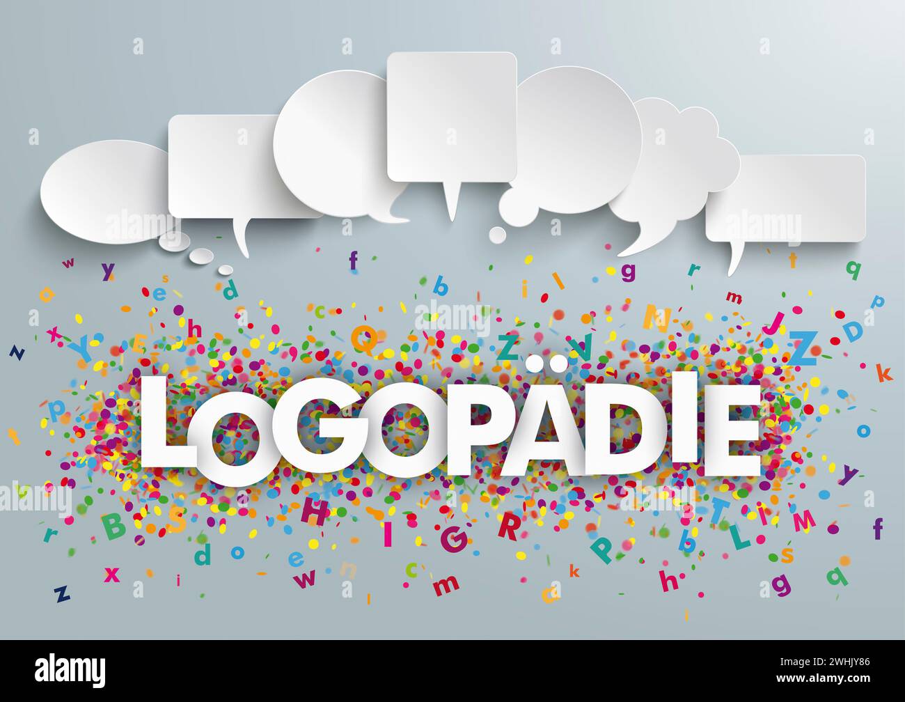 German text Logopaedie, translate Logopedics. Eps 10 vector file Stock ...