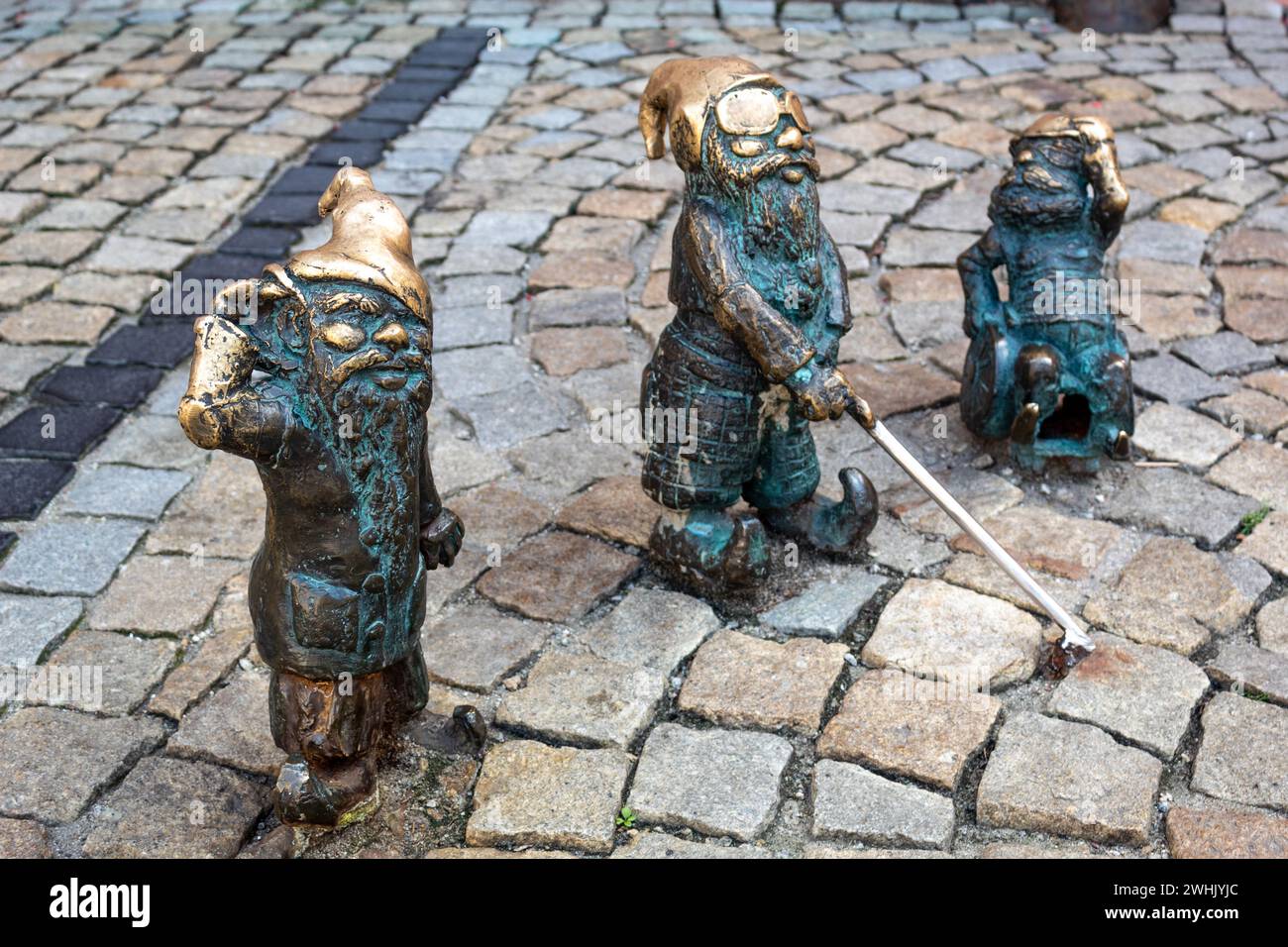 Wroclaw dwarfs - trio Disabiliters on the Market Square near the Town ...