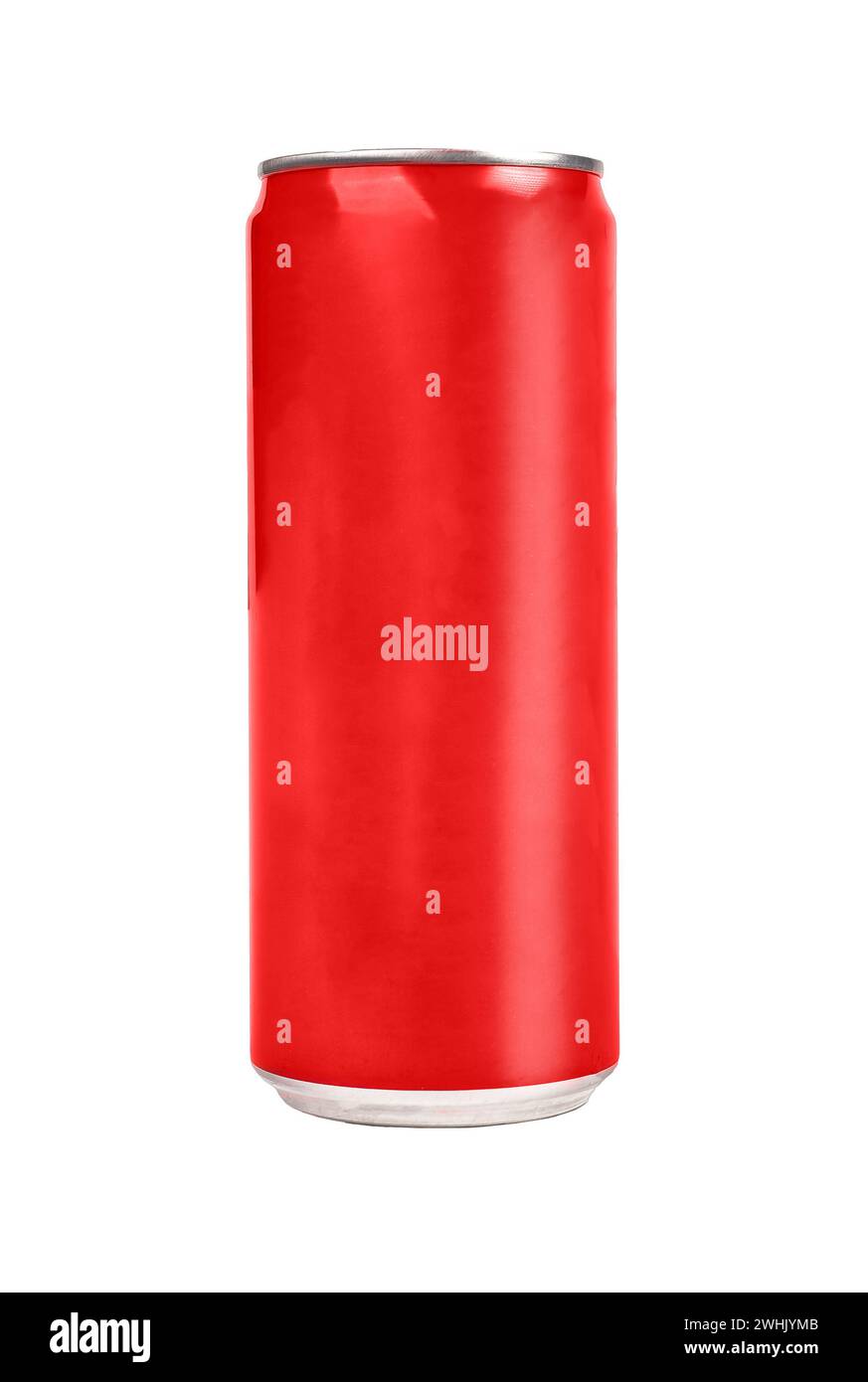 Red metal can, tin bottle mockup. Soda drink jar, metallic package mock ...