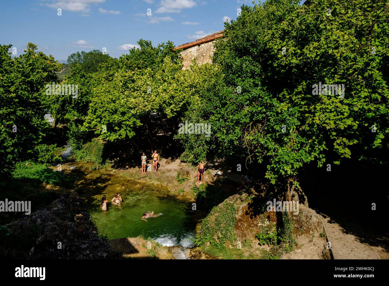 Group of bathers cooling off Stock Photo - Alamy