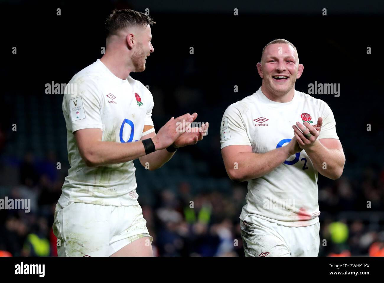 London, England. 10th February, 2024. England's Freddie Steward and Sam ...