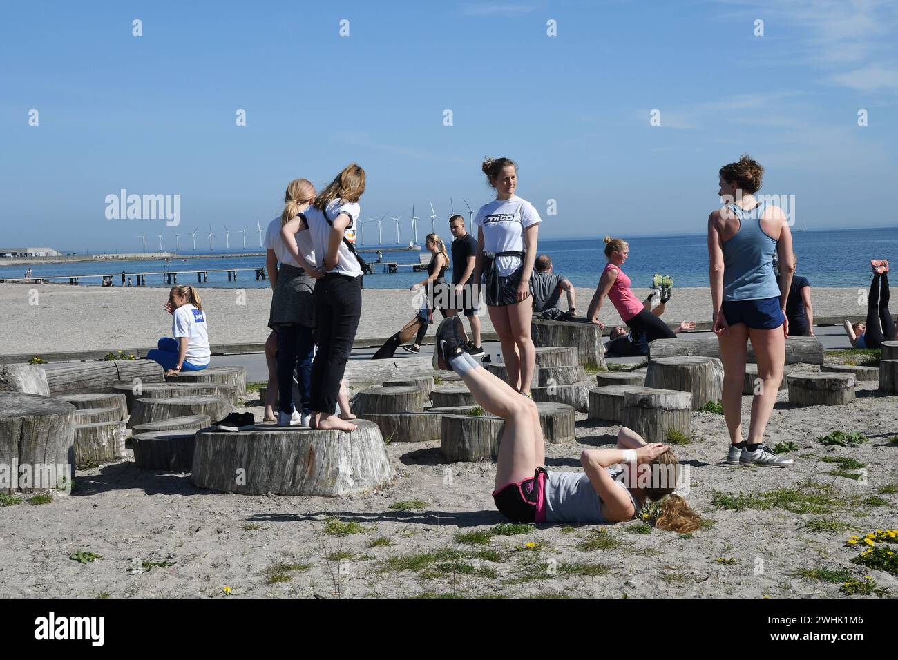 Copenhagen/Denmark 06.May 2018 Wind turnbanes park in danish water ...