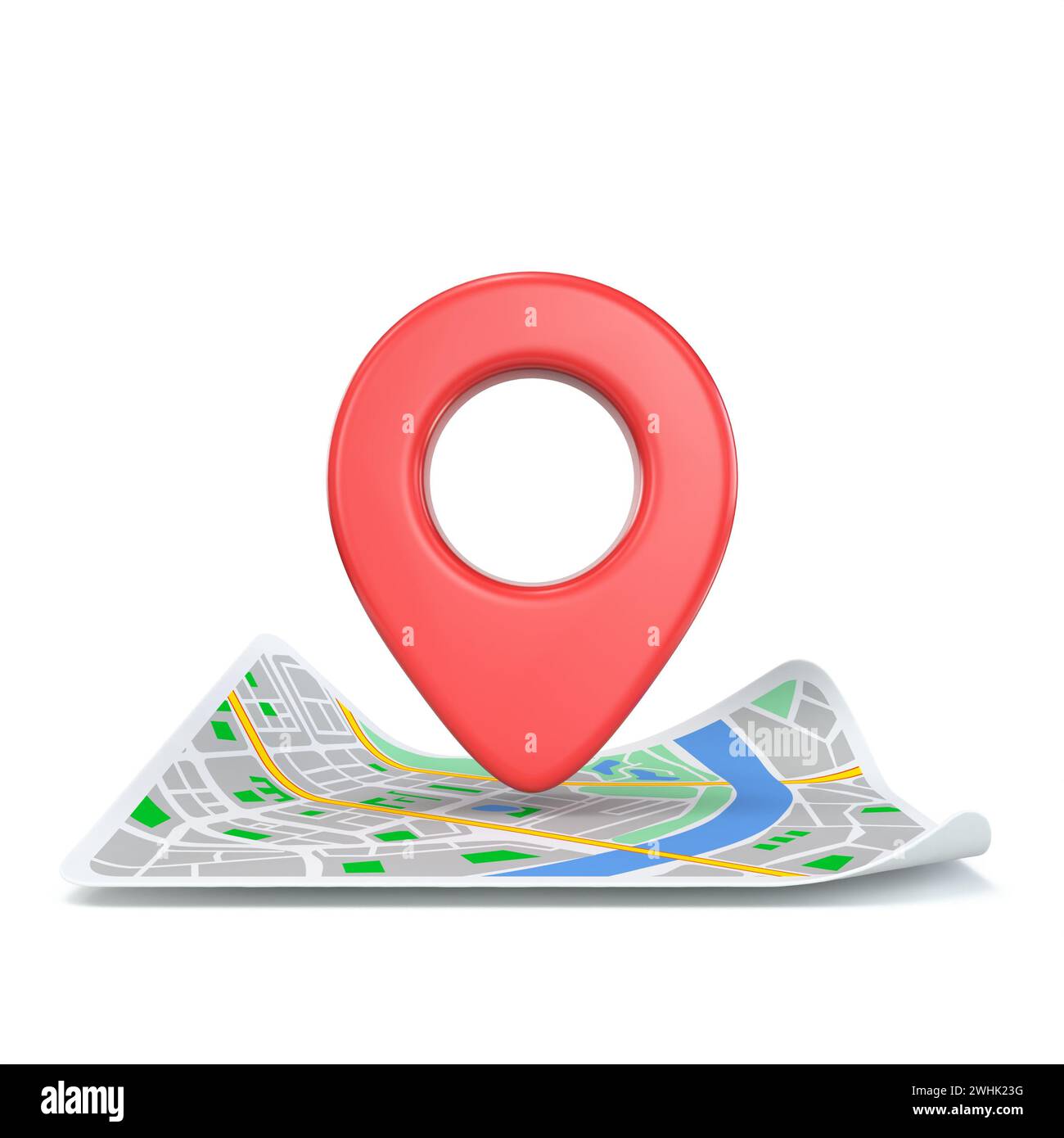 Map with map pointer 3D rendering illustration isolated on white ...