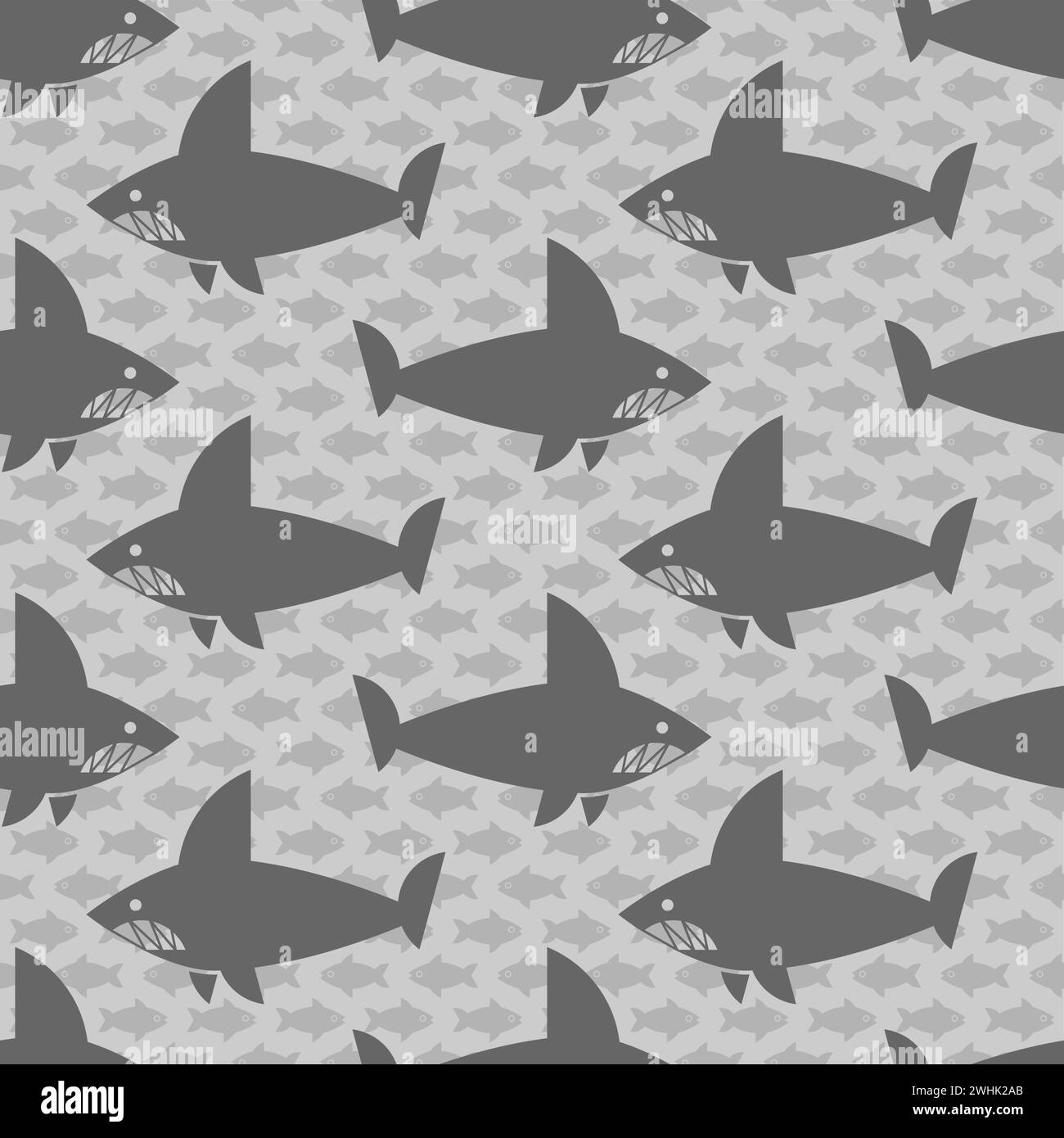 Shark and fish pattern seamless. Undersea world background. Baby fabric ...