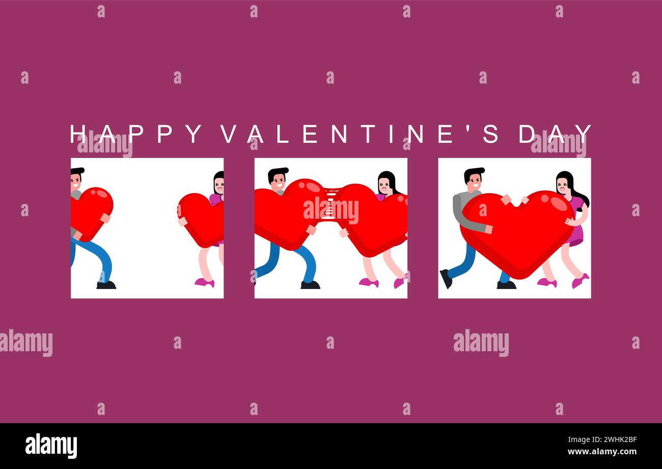 Valentine's Day love story. Comic about love. Lovers and hearts Stock ...