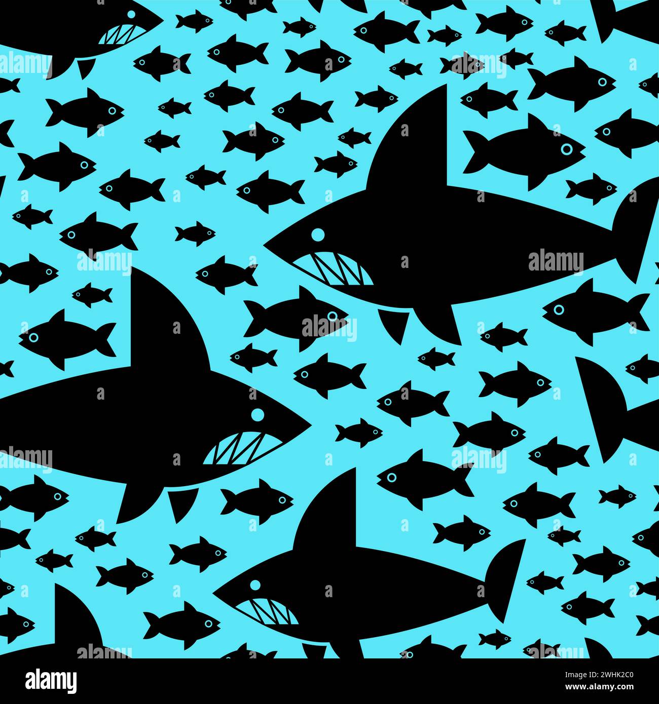 Shark and fish pattern seamless. Undersea world background. Baby fabric ...