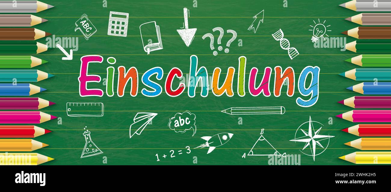 German text Einschulung, translate Enrollment. Eps 10 vector file Stock ...