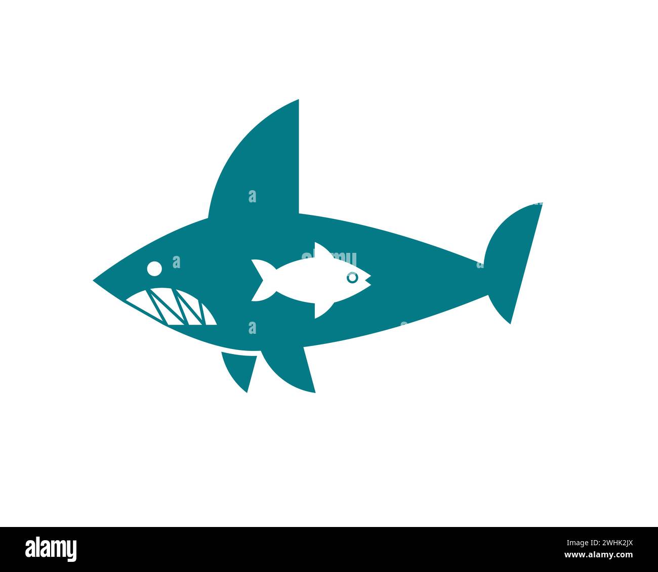 Shark and fish inside. Marine predator fish Stock Vector Image & Art ...