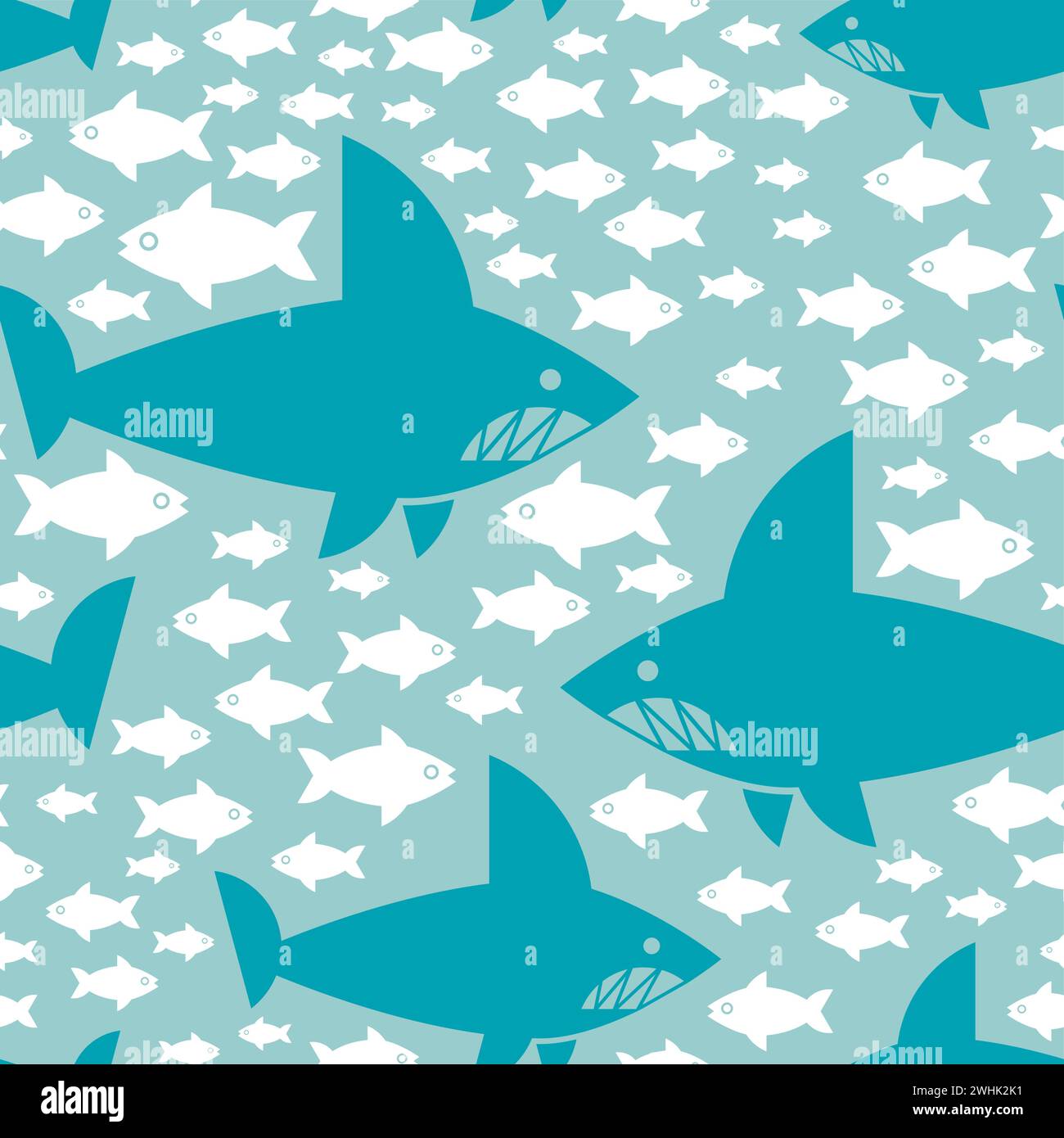 Shark and fish pattern seamless. Undersea world background. Baby fabric ...